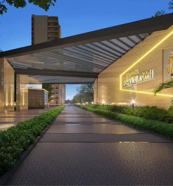 Entrance gate view of luxury flats for sale in Zirakpur at Vamana ...